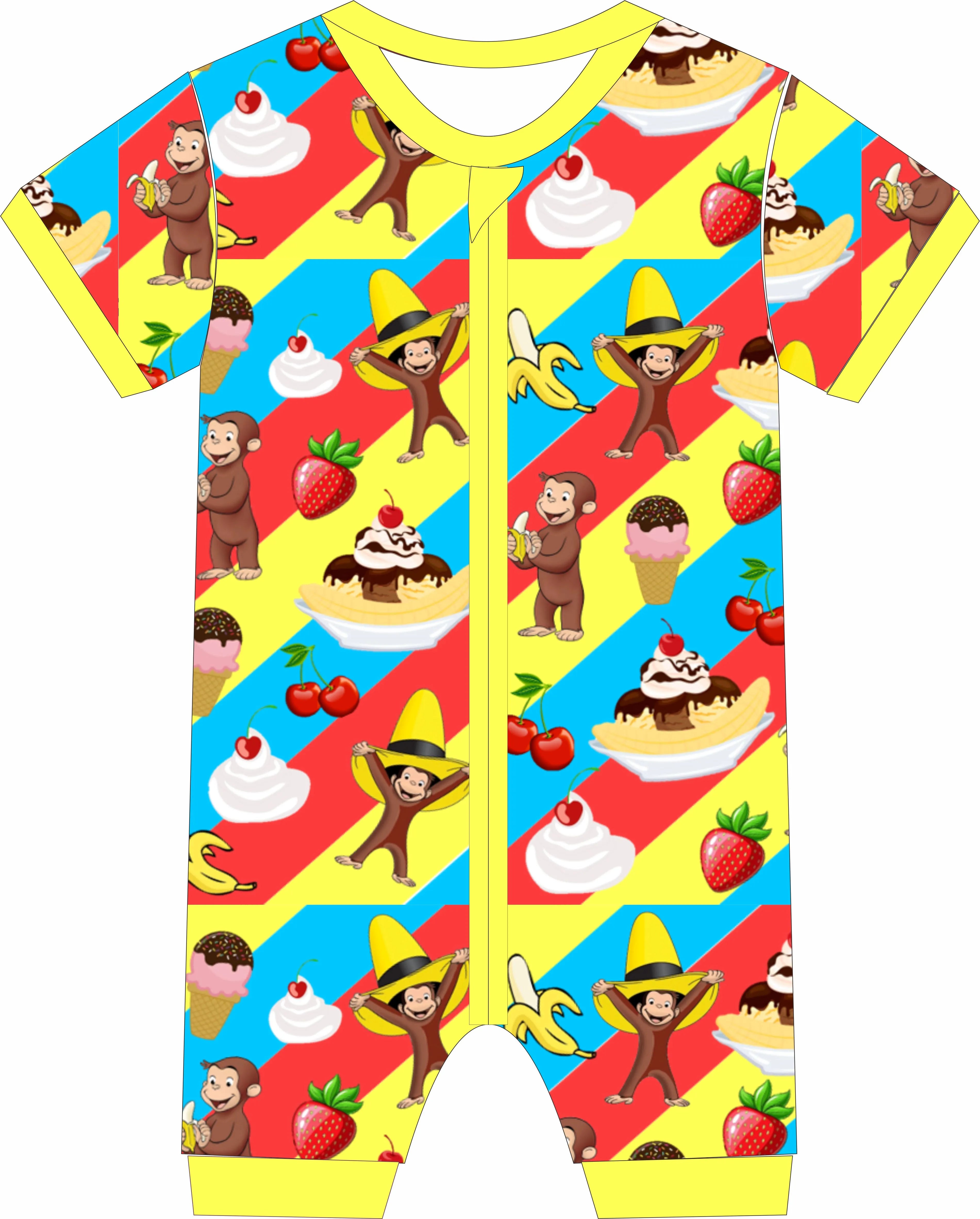 Banana Split Curious George - Shorty – Bay & Shay Bamboo